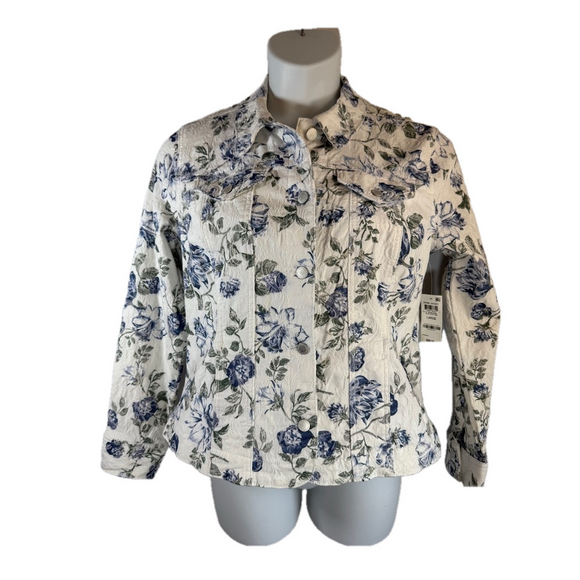 Charter Club | Jackets & Coats | Charter Club Cotton Blend Blue Floral ...